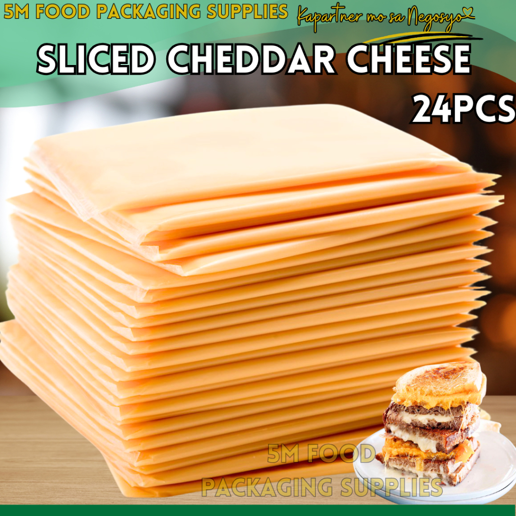 Sliced Cheddar Cheese For Burger Sandwich 24pcs per packshp3"" | Shopee ...