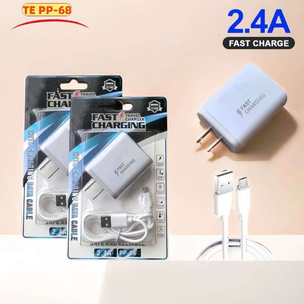 PP68 Tecno Fast Charger 2.4A Quick Travel Charger With Adapter + USB ...