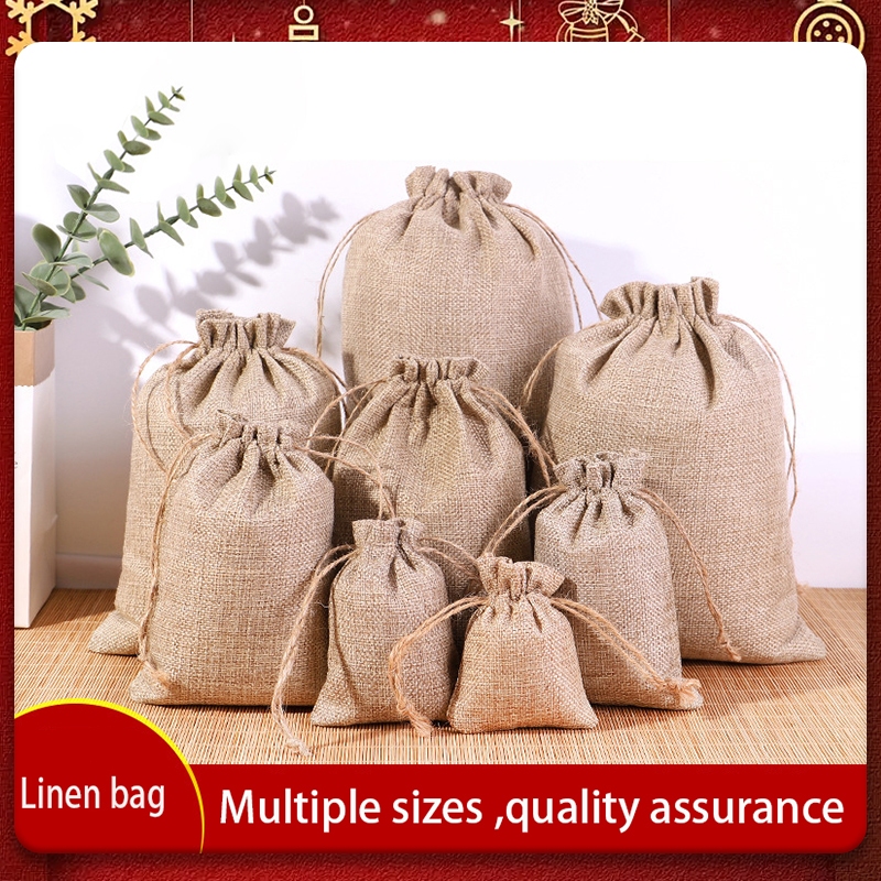 Burlap Drawstring Pouch Plain Linen Gift Bag Jute Storage organizer ...