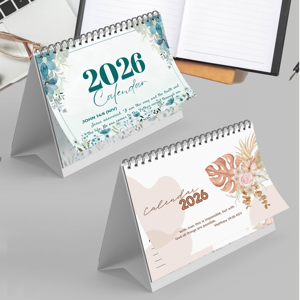 2026 DESK / TABLE CALENDAR TEAL & BROWN COLOR (5x7 inches) | Shopee ...