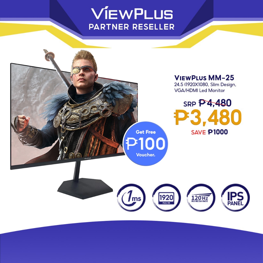 Viewplus MM-25 Led Monitor 24.5 (1920X1080, Slim Design, VGA/HDMI ...