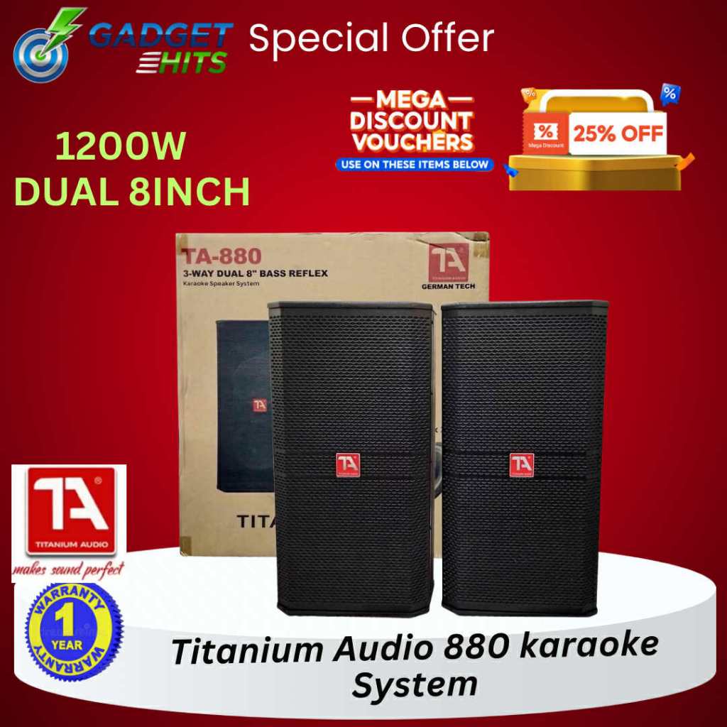 Titanium Audio 880 karaoke System/1200W/Dual 8" speaker/3 way Dual 8 ...