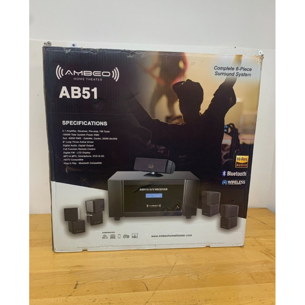 AMBEO Home Theater AB51 5.1 AMP 500w rms sub. 5x200 satellite, | Shopee ...