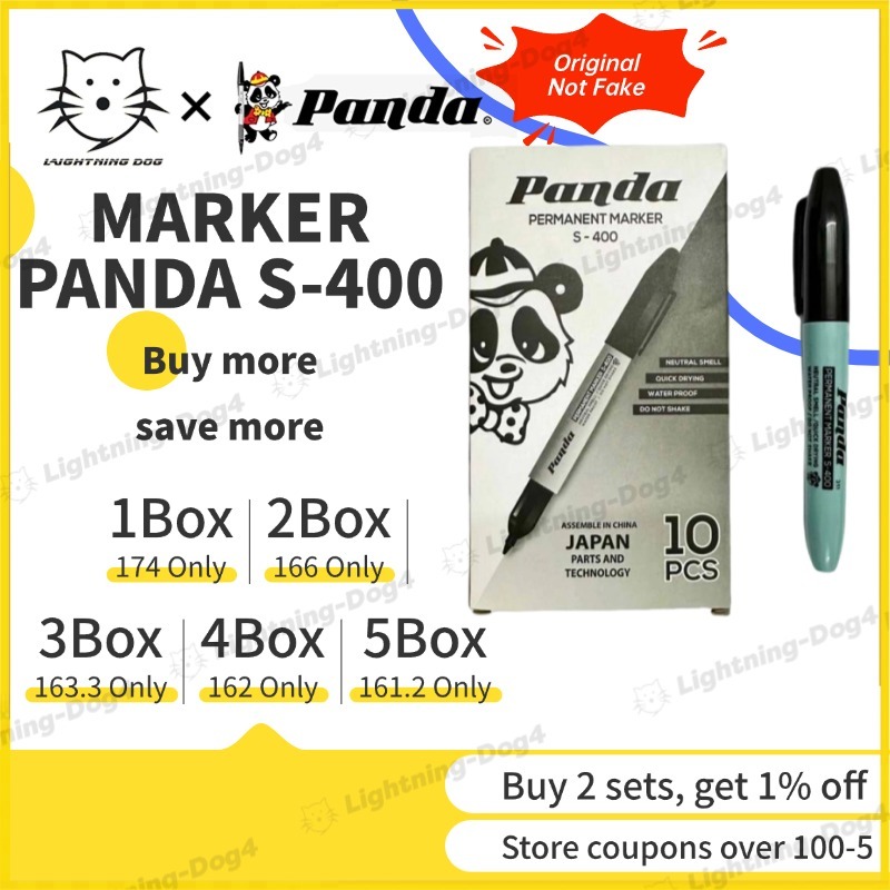 10Pcs/Box S-400 Panda Permanent Marker black gel pen student stationery ...