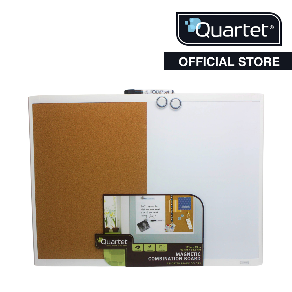 QUARTET Magnetic Whiteboard and Corkboard Combination | Plastic Frame ...