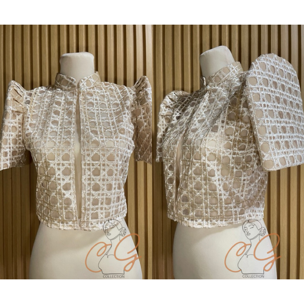 Modern Filipiniana Bolero Lace chinese collar high quality | Shopee ...