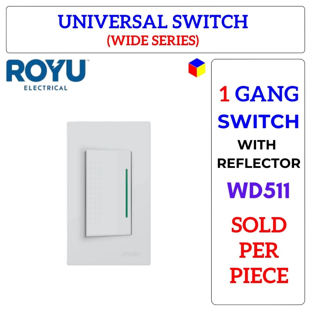 Royu Wide Series One (1) Gang Switch with Reflector (WD511) 250V, 10A ...