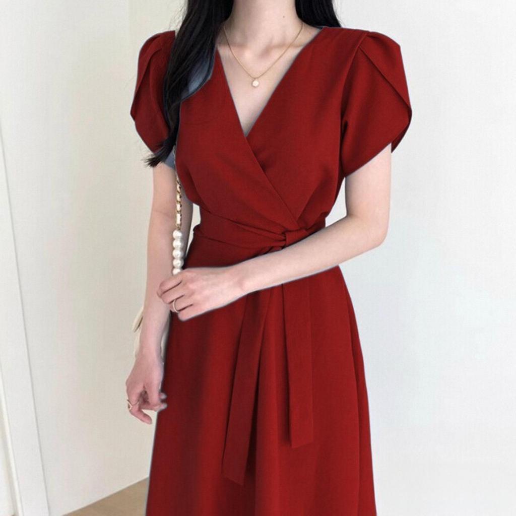 wine red cocktail beach fitted dress formal elegant plus size women for ...