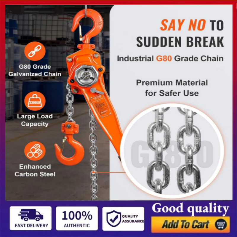 1T 2T 3T Chain Lever Block Ratchet Puller Constriction Building Hoist ...
