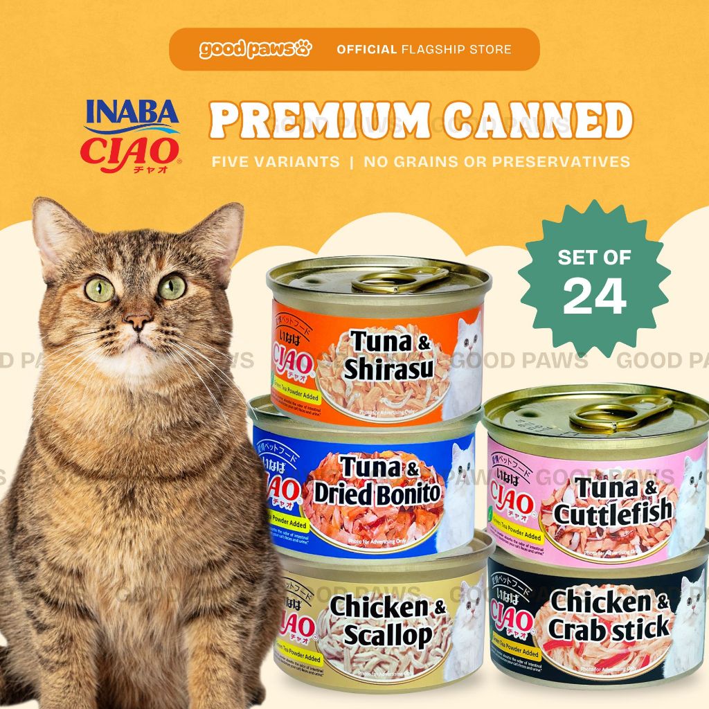 Inaba Ciao Premium Canned Cat Food in Jelly SET OF 24 x 75g | Ciao Can Tuna Chicken | Good Paws ...
