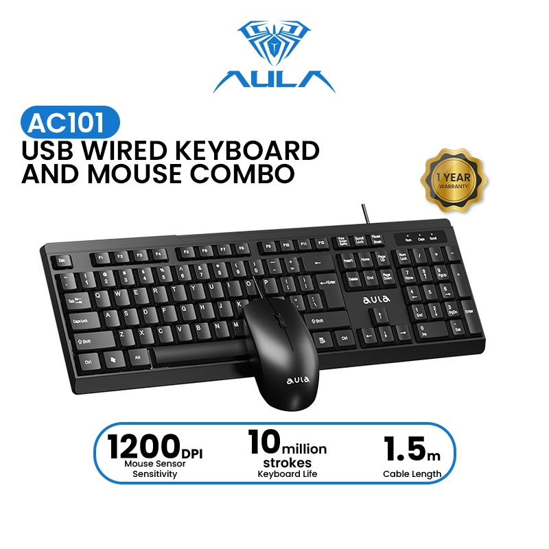 AULA AC101 Wired Keyboard and Mouse Combo for PC Laptop keyboard Kit ...