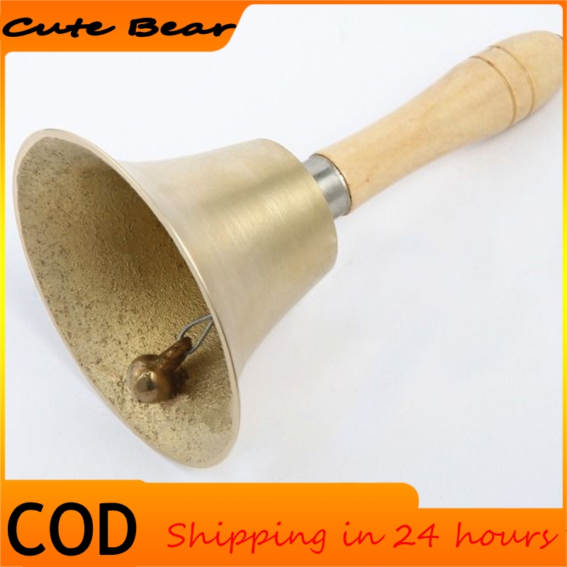 8CM Wooden Handle Copper Bell with Handle for School Classroom Hotel ...