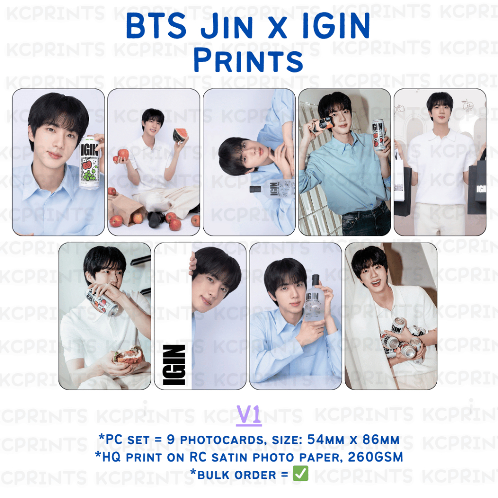 [FANMADE] Jin x IGIN PC Set Kim Seokjin Prints Trading Cards Concert ...