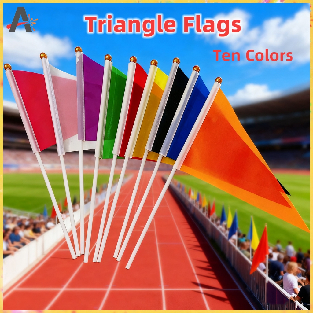 10 Colors Triangle Flags Handheld Flag for Festivals and Parties Sports ...