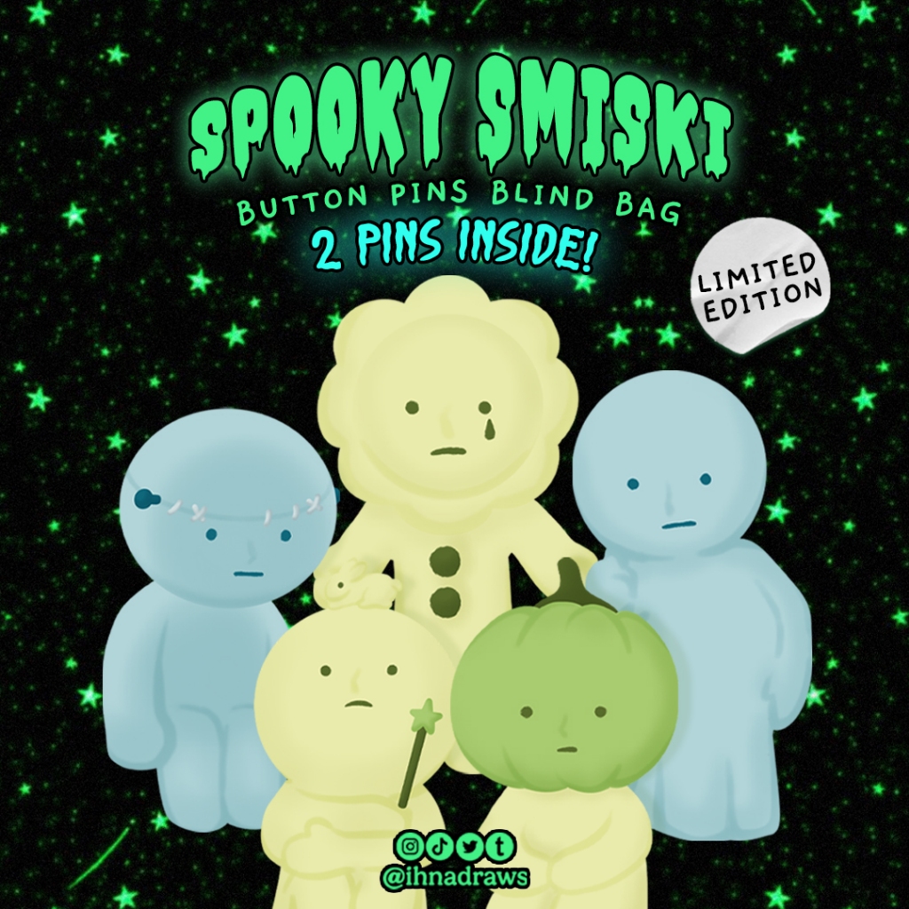 Spooky Smiski Button Pins Gacha ₊˚ෆ cute kawaii smiski halloween spooky ...