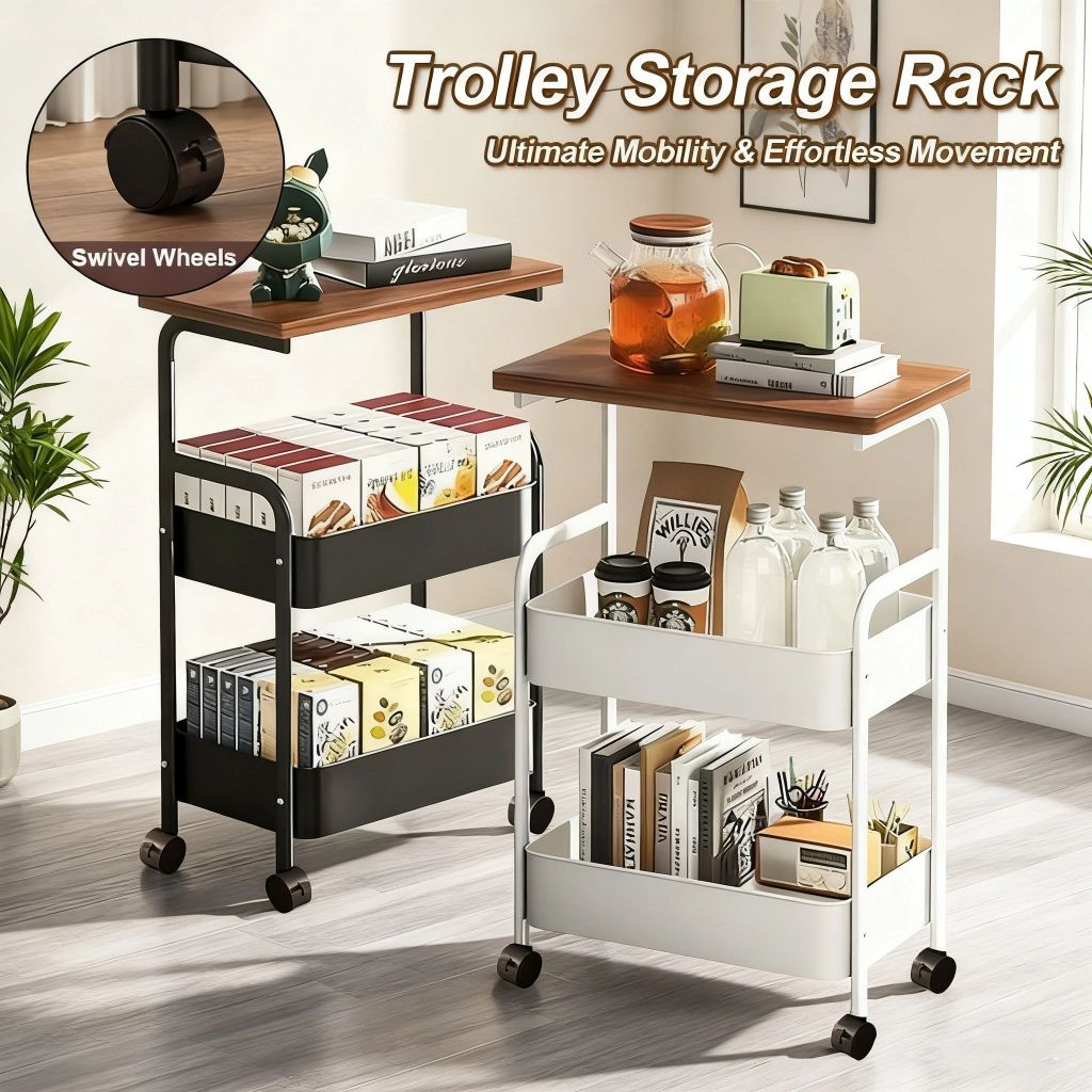 Trolley Shelves Household Movable Snack Trolleys Bedroom Table Kitchen ...
