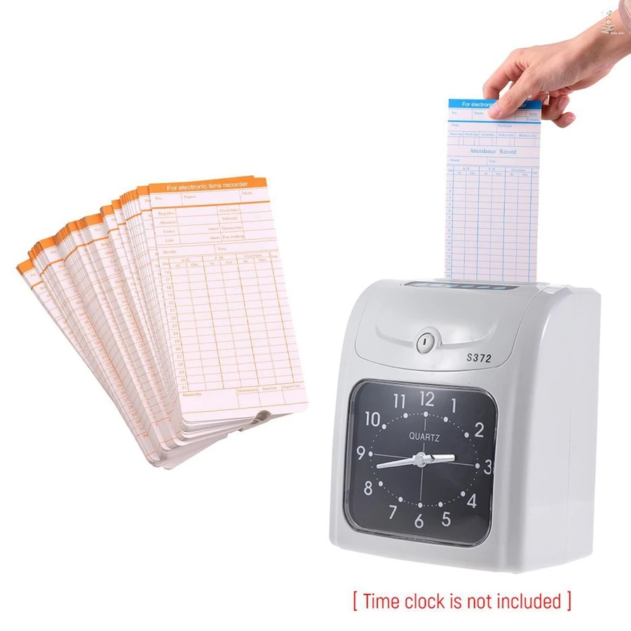 100Pcs/Pack English Time Card For Bundy Clock Monthly 2-Sided Dtr Daily ...