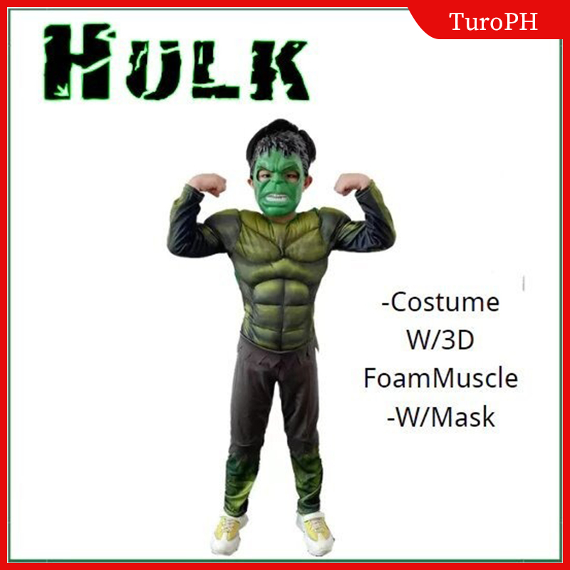 Cosplay Avengers Hulk Costume with 3D Foam Muscle & Mask For Kids ...