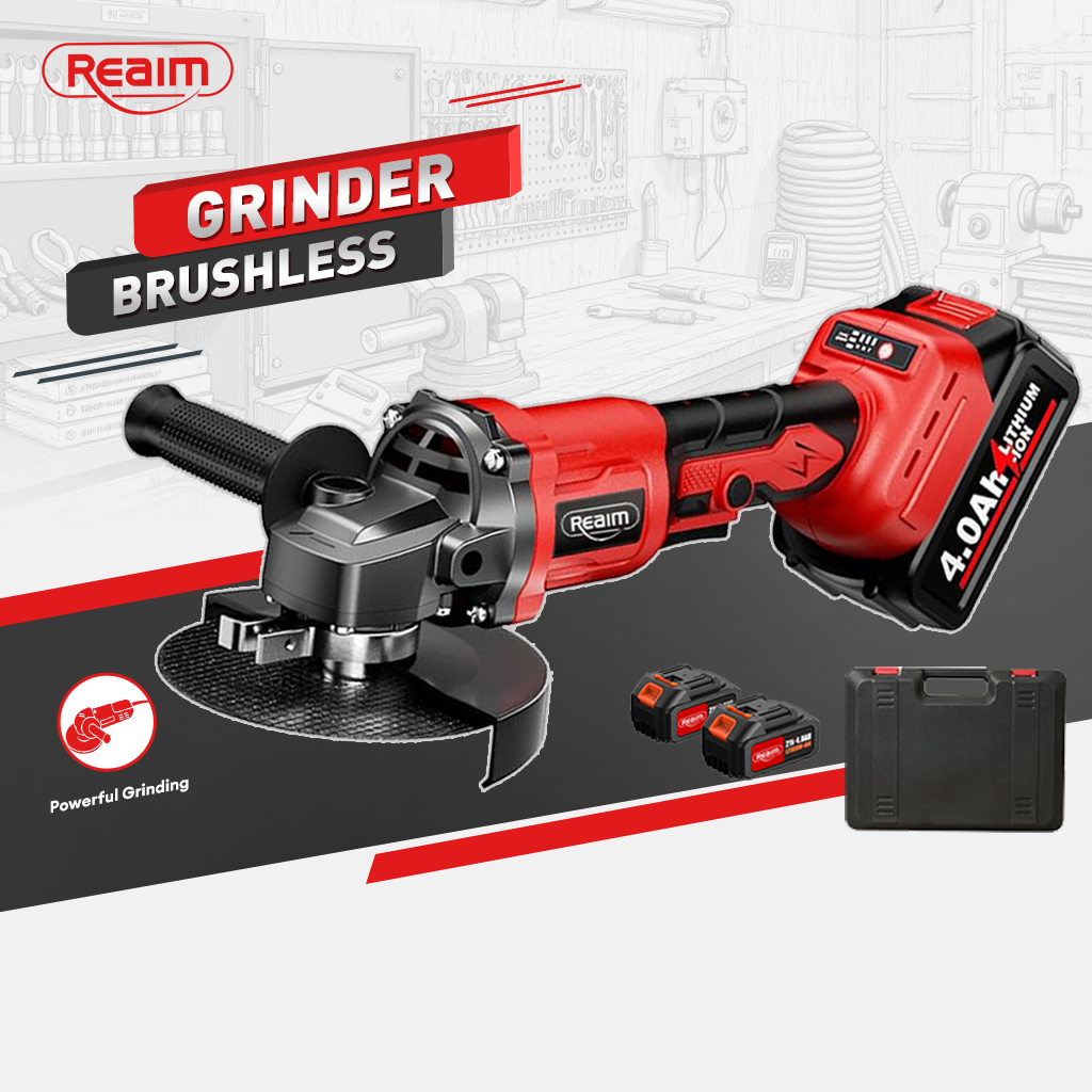 REAIM Brushless Cordless Angle Grinder Tools Grinding Portable ...