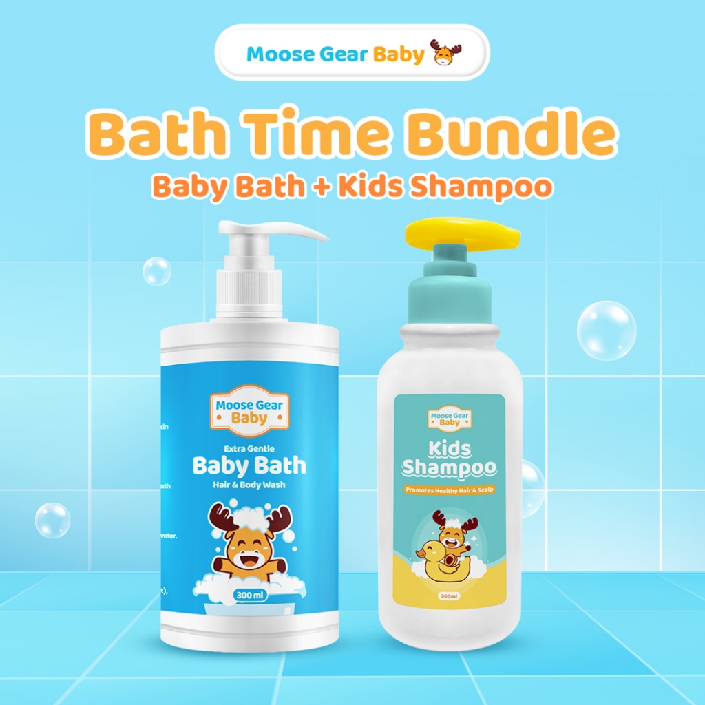 Moose Gear Baby Bath Time Bundle (1x Baby Bath Gel + 1x Kids Shampoo ...