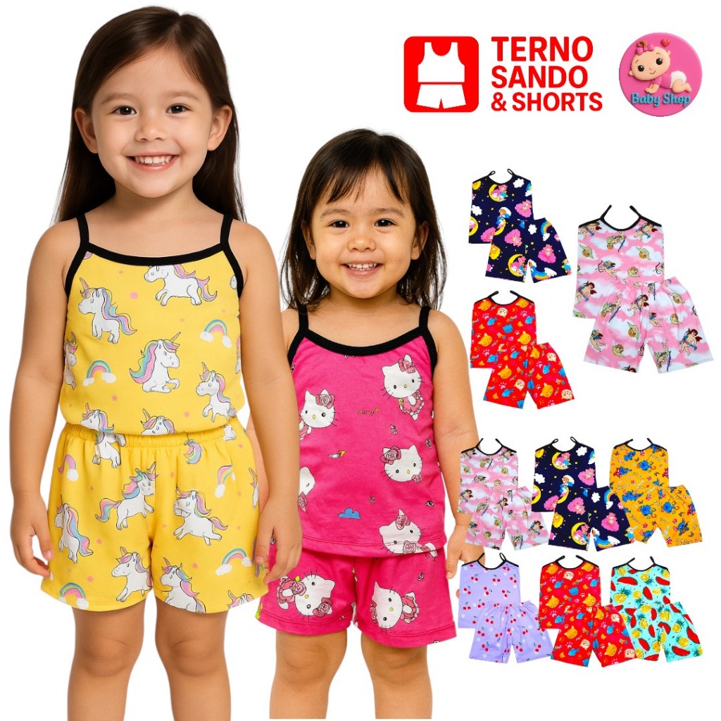 BABY SHOP 3-6 Pairs Girls Spag Sando Shorts Terno Set 1-6 Yrs Old ...