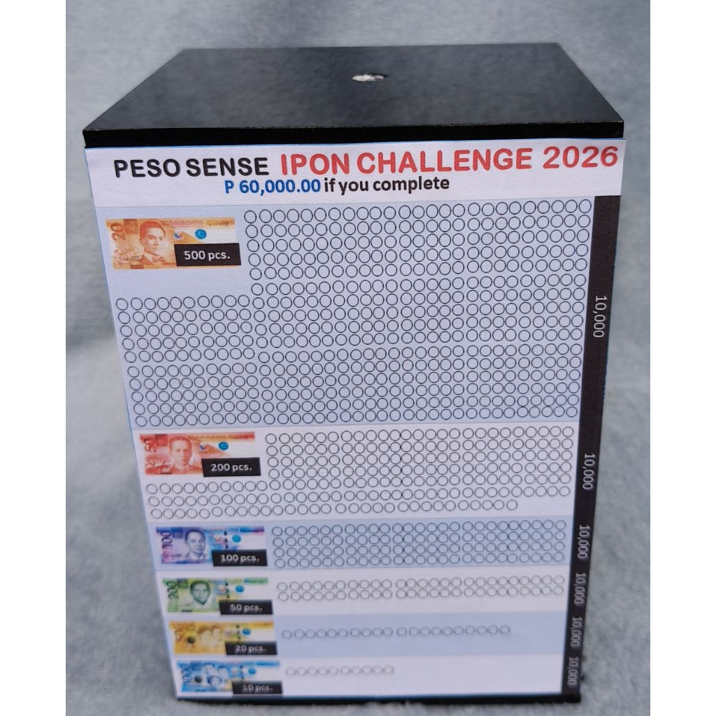 glass alkansya peso sense ipon challenge 2026( round hole )4wx5Lx7H ...