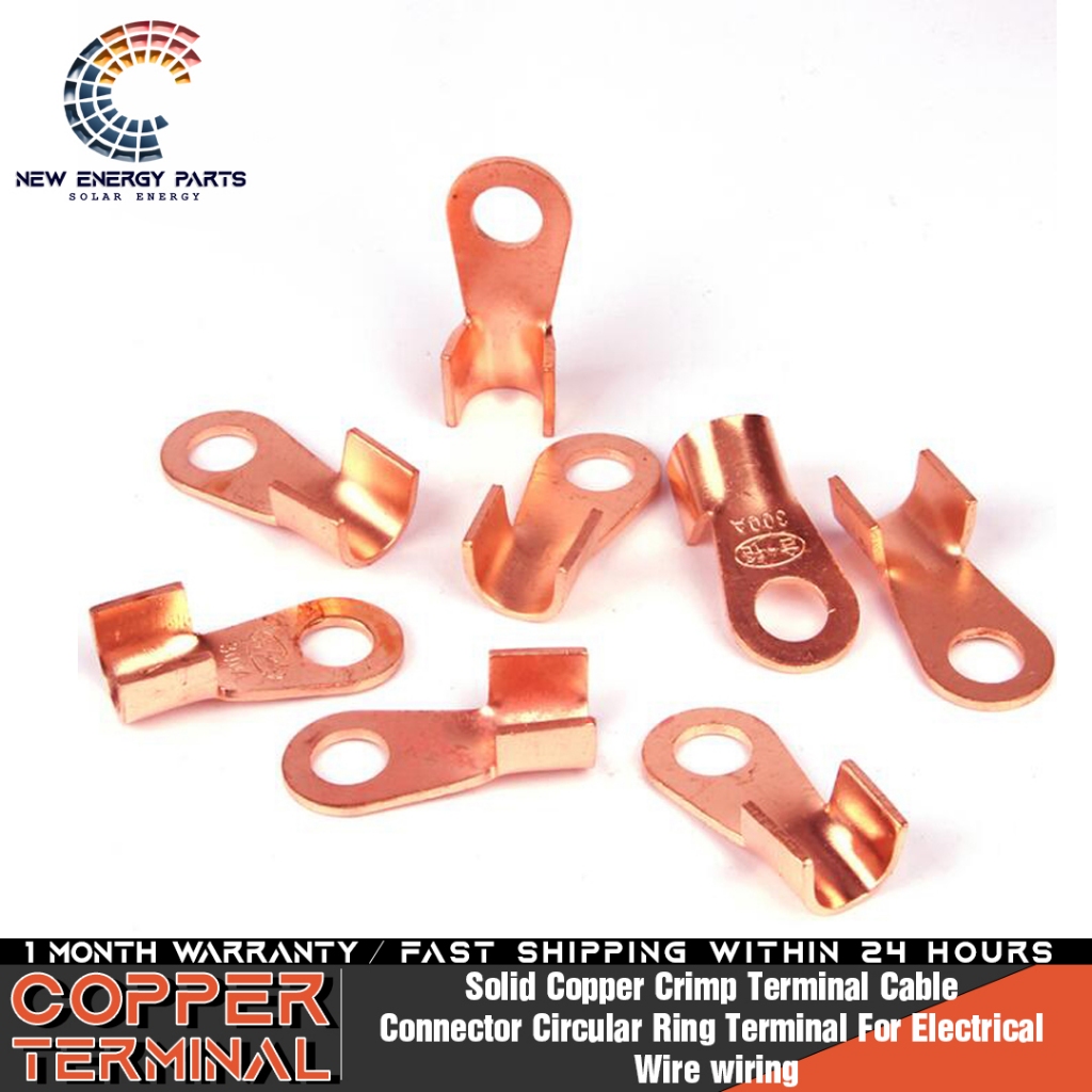 Solid Copper Crimp Terminal Cable Connector Circular Ring Terminal For ...