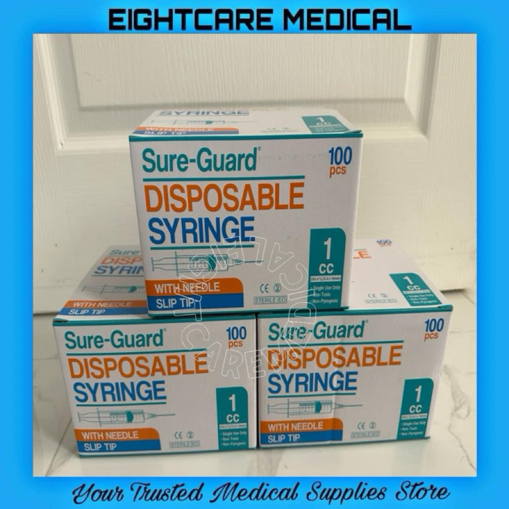 Disposable Syringe with Needle Slip Tip Sureguard 1cc/1ml 3cc/3ml 5cc ...