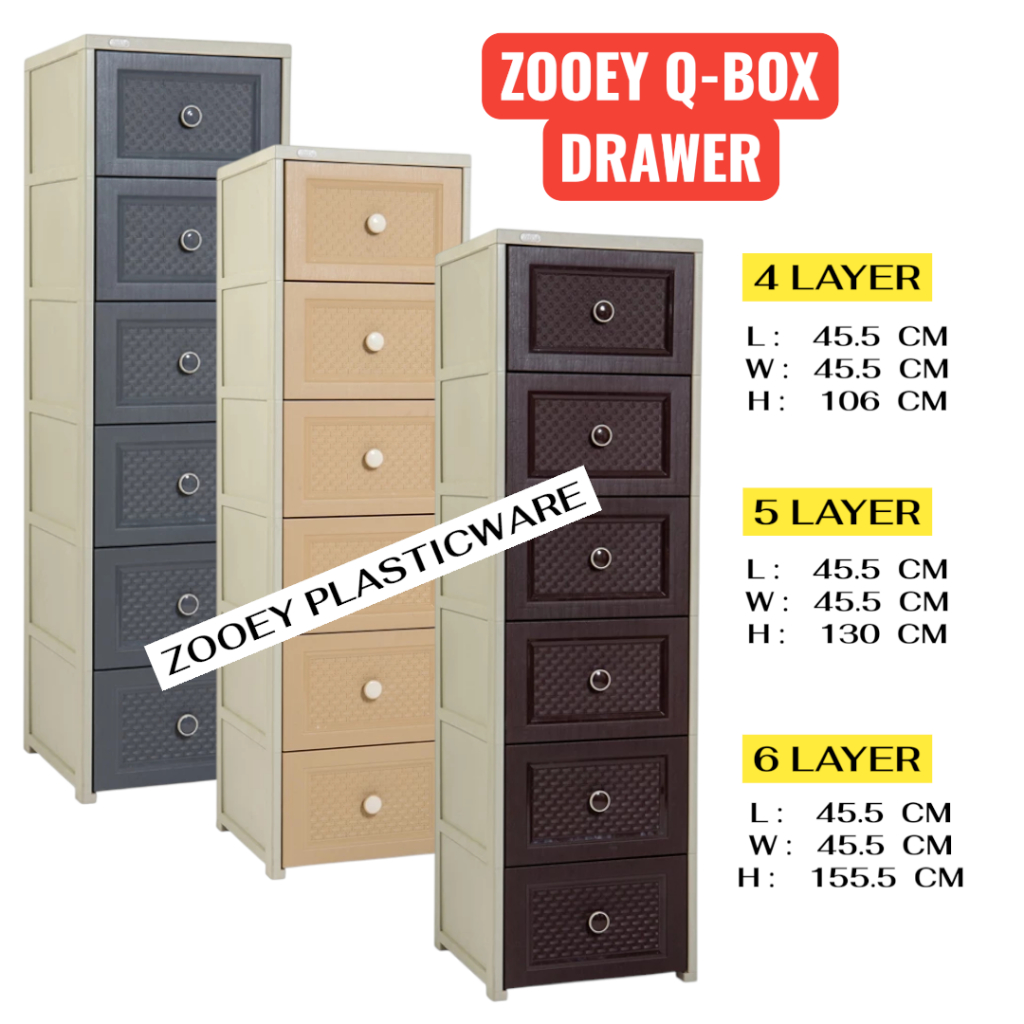 5 & 6 LAYER ZOOEY Q-BOX SLIM DRAWER ON WHEELS (RANDOM COLOR) (stock no ...