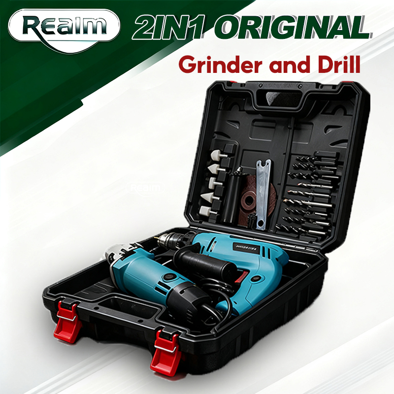 REAIM Grinder and Drill Set 2IN1 Original Heavy Duty Barena Drill Set ...