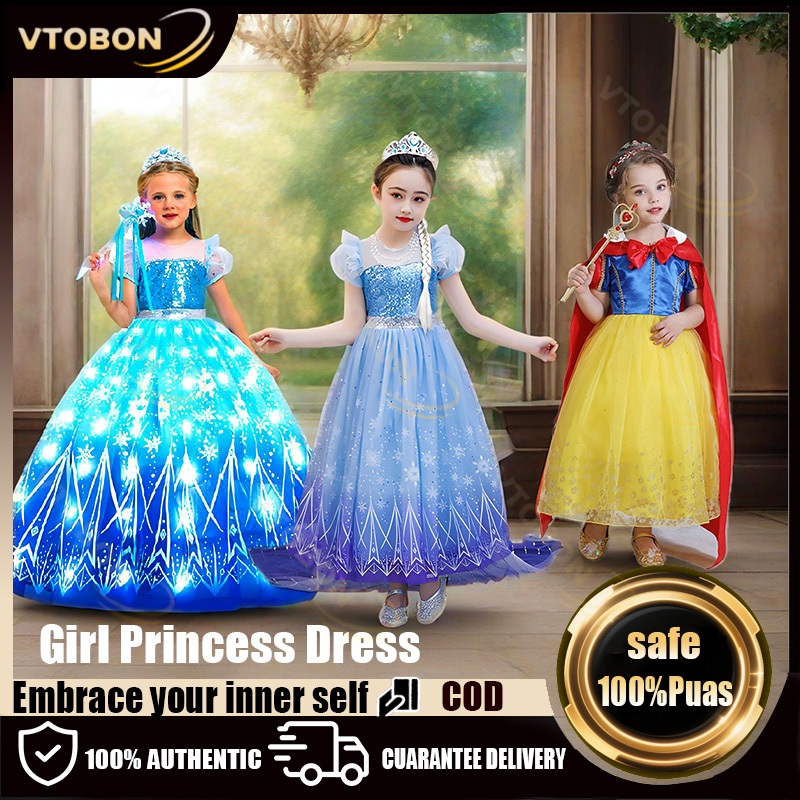 Disney Ice Princess Dress Costume for Kids Girls with Led Light Up for ...
