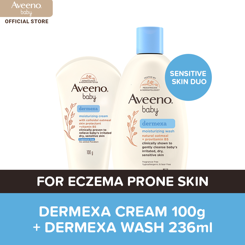 Aveeno Baby Dermexa Moisturizing Cream 100g + Dermexa Wash 236ml : for ...
