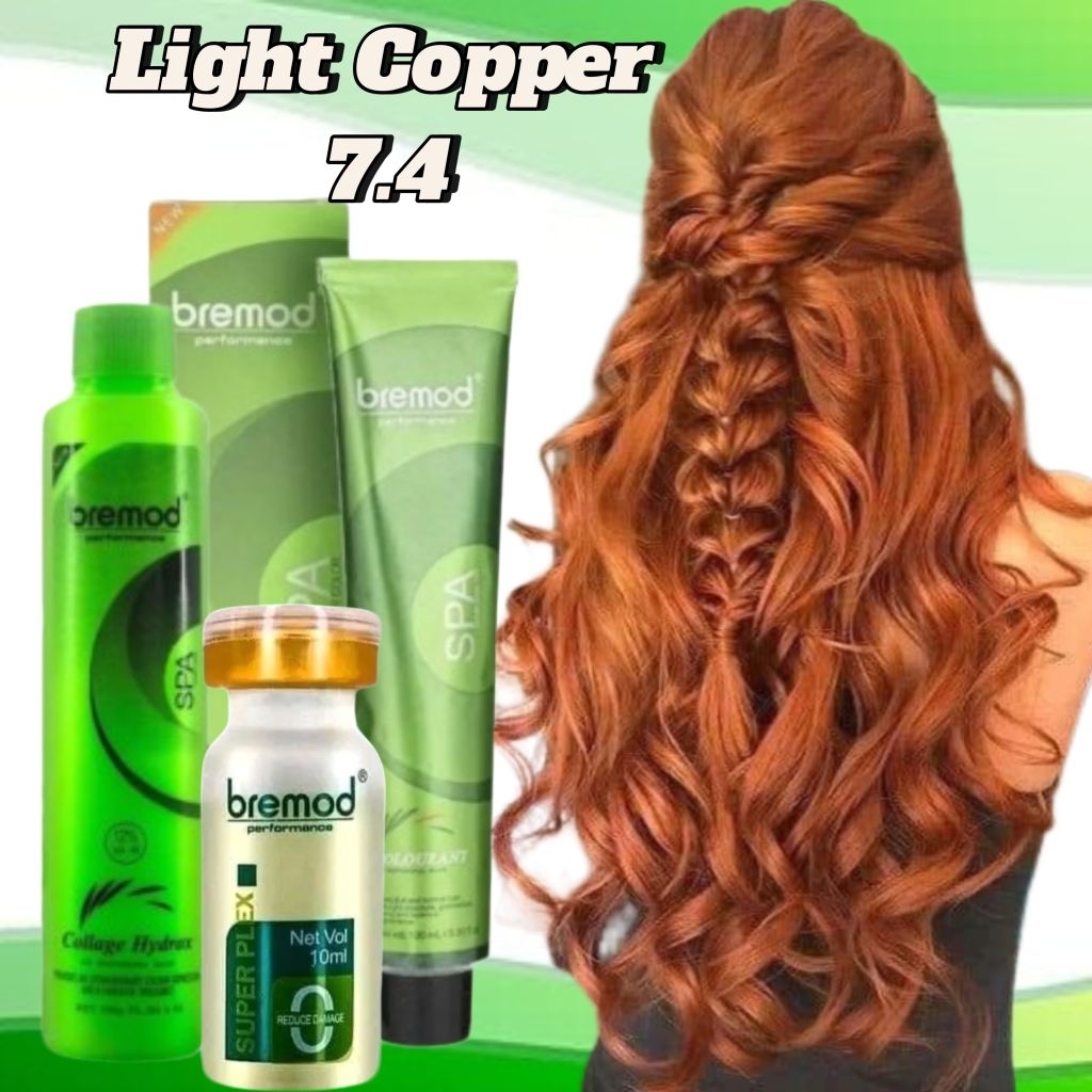 Light Copper 7.4 Bremod Permanent Hair Color Dye Set 100ml | Shopee ...