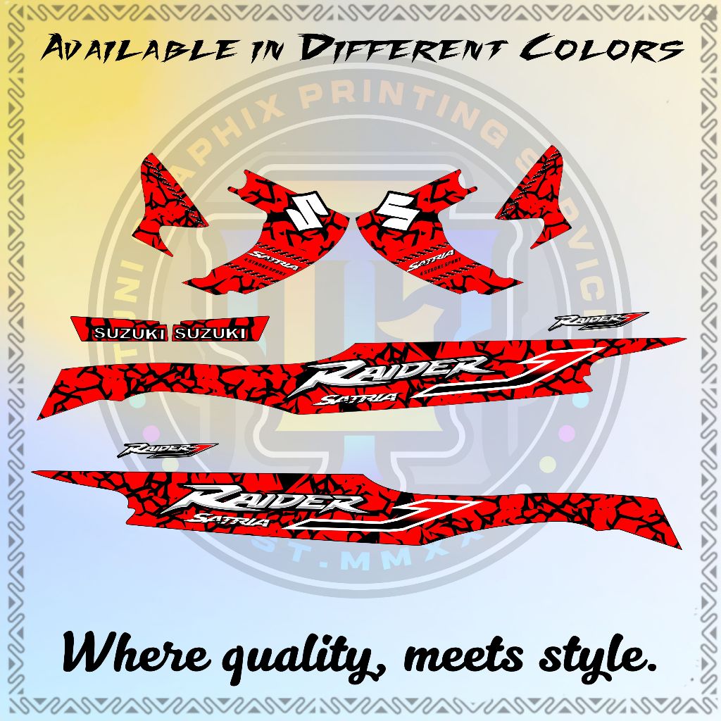 SUZUKI RAIDER J 110 STOCK DECALS ( SATRIA DESIGN) - PREMIUM LAMINATED ...