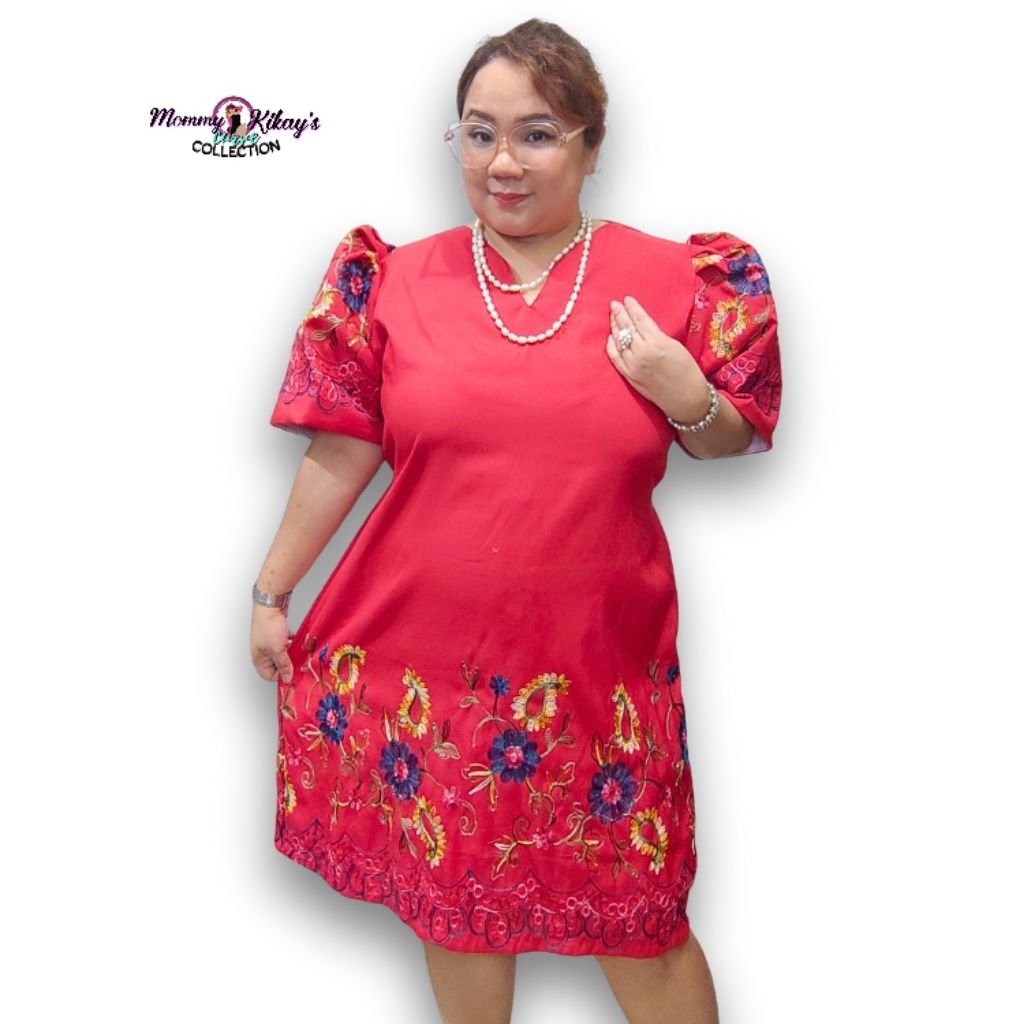 Mommy Kikay’s Plus Size V-NECK Modern Filipiniana Midi Dress ...