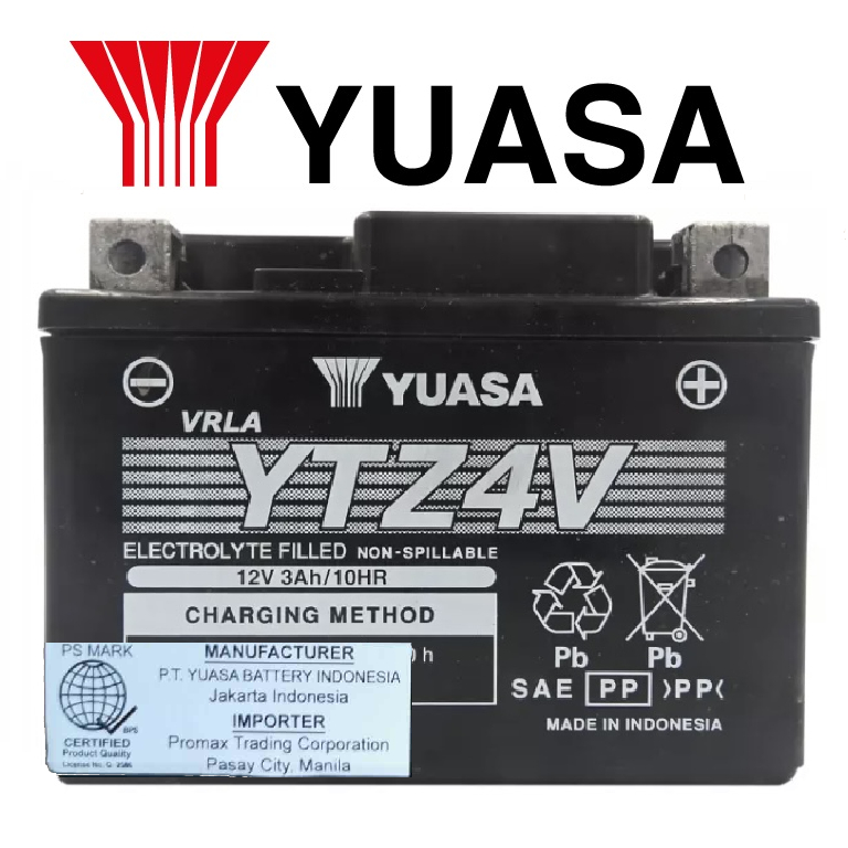 YUASA YTZ4V 4L (YTX4L,GTZ4V, YTZ4V, GTZ5S, MF4L-B) MOTORCYCLE BATTERY ...