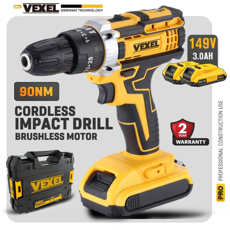 [2 Battery]VEXEL Cordless Drill 149v Barena drill set heavy duty Impact ...