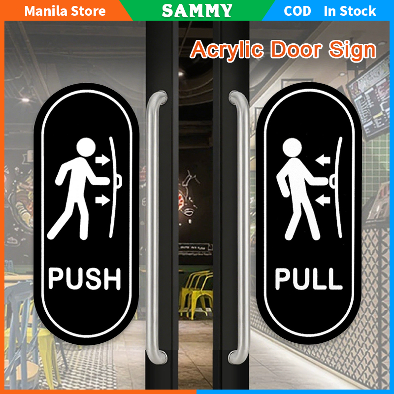 2PCS Acrylic Door Sign Push Pull Vinyl Stickers Self-Adhesive Open ...