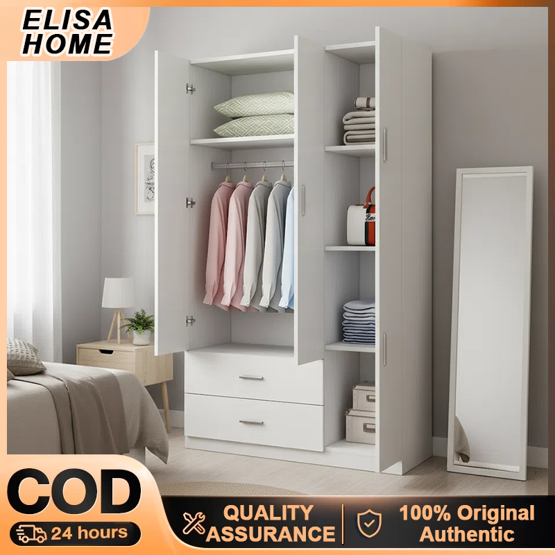 4-door wardrobe, wooden clothes cabinet, wardrobe with drawers, bedroom ...