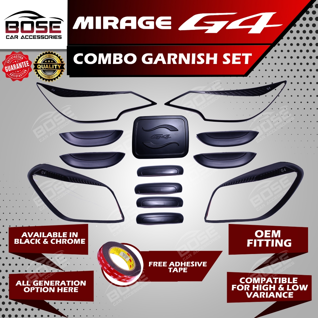 Mitsubishi Mirage G4 Garnish Set 2022 2023 2024 2025 June Black Chrome ...