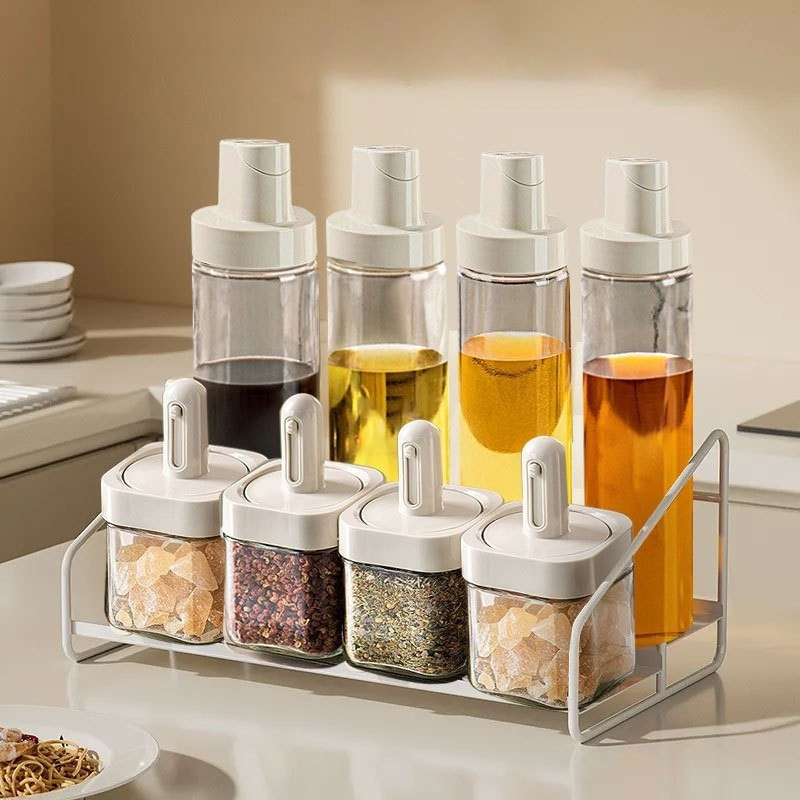 8PCS Seasoning Bottle Set Oil Bottle Kitchen Spice Condiments Container ...