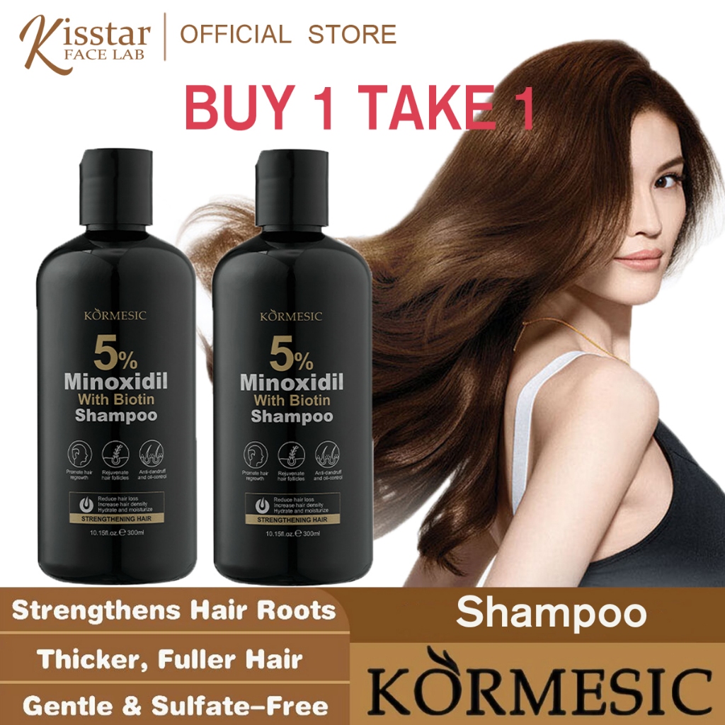 KORMESIC Minoxidil 5% With Biotin Shampoo Men Women Natural Hair ...