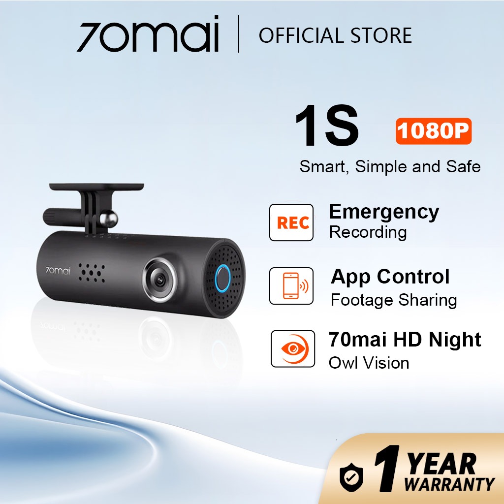 70mai 1S Dashcam 1080P Full HD App & Voice Control 130° FOV Loop ...