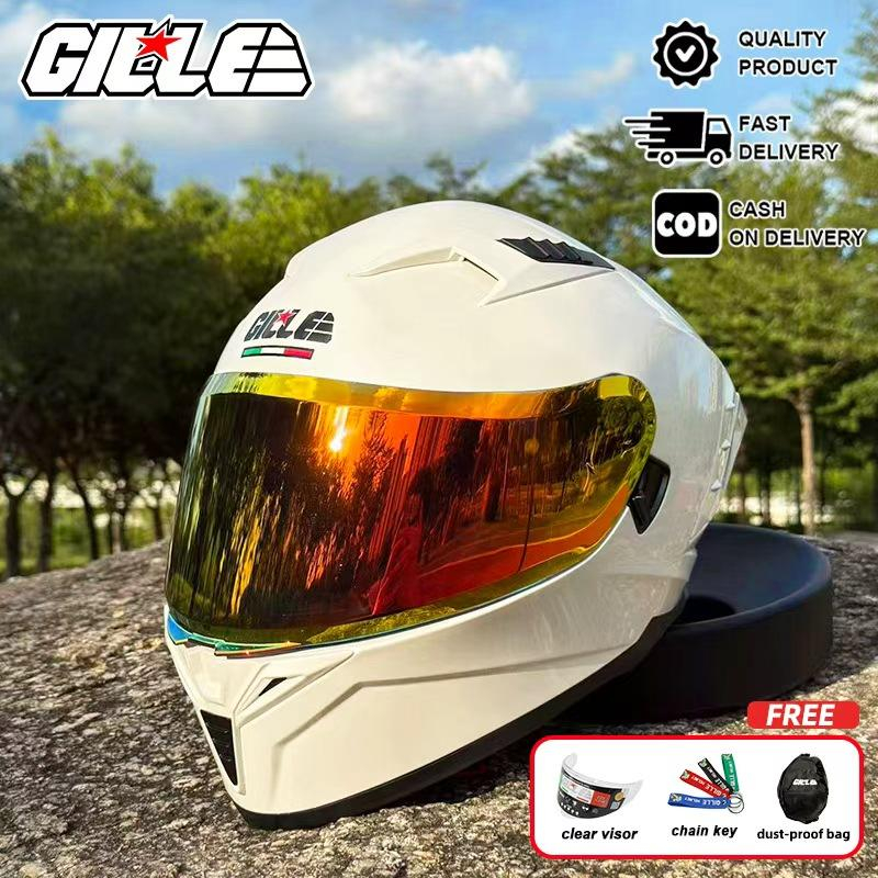 GILLE 843 CIRCUIT With REVO Visor Plain Color Motorcycle Helmet Full ...