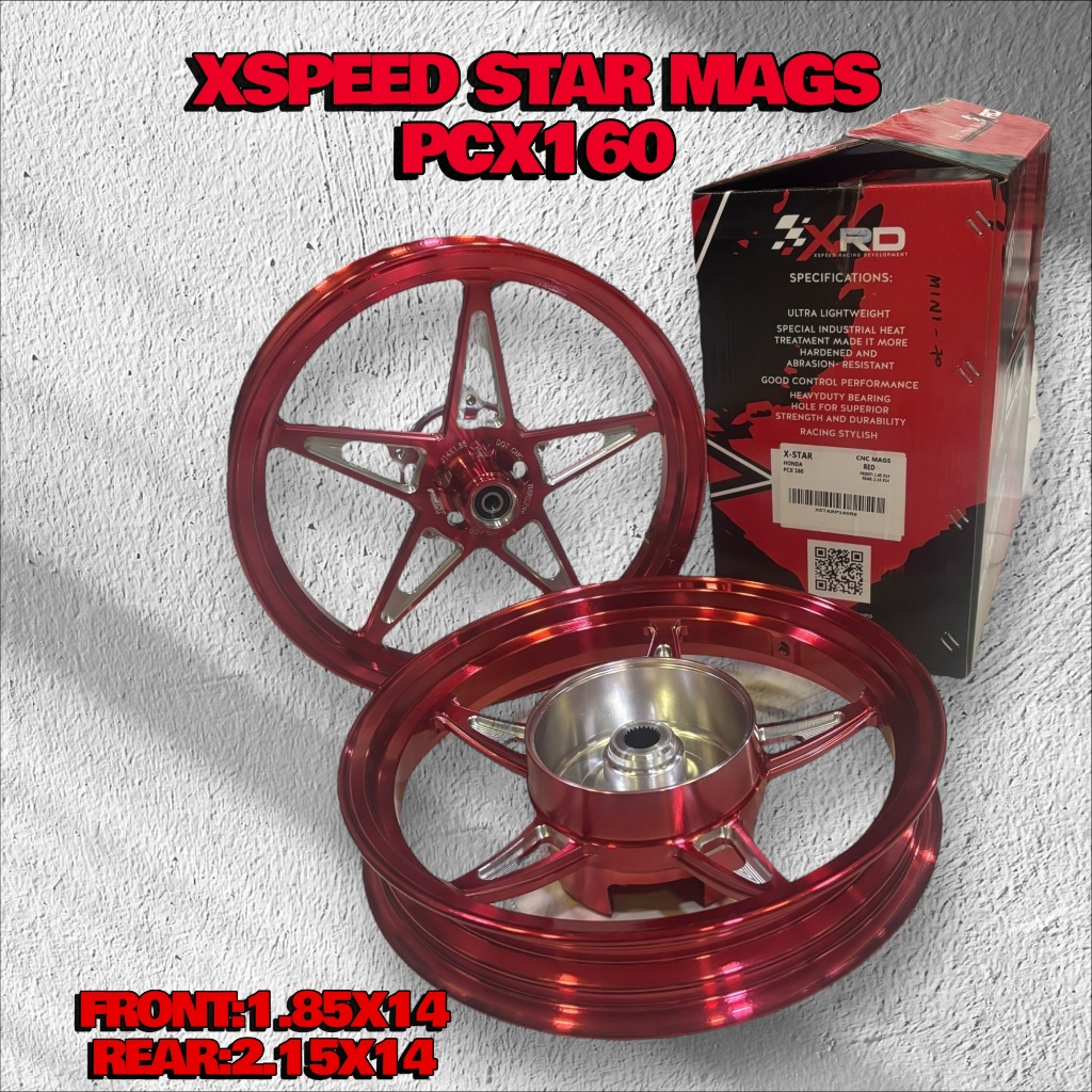 XSPEED STAR MAGS CNC FOR HONDA PCX160 FRONT:1.85X14,REAR:2.15X14 RED ...