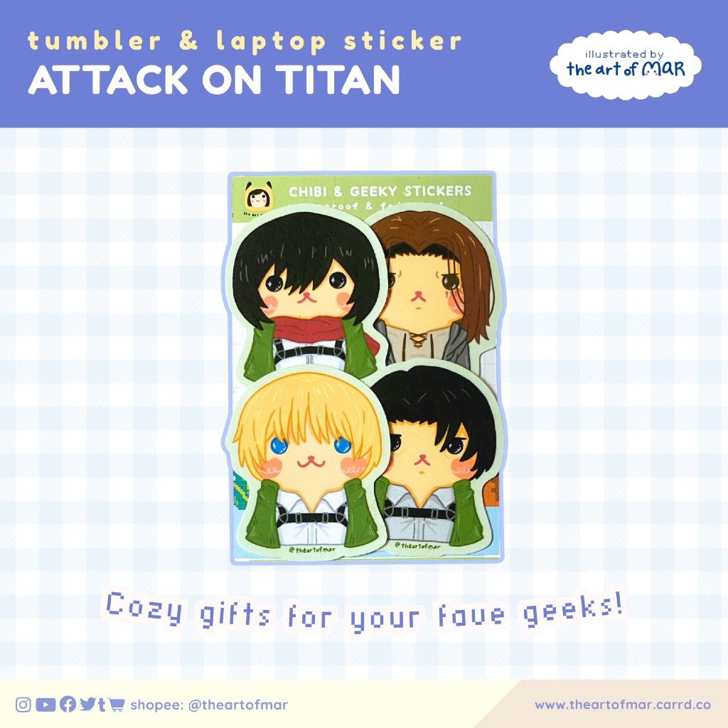 Attack on Titan Waterproof Sticker Pack by The Art of Mar | Mikasa ...