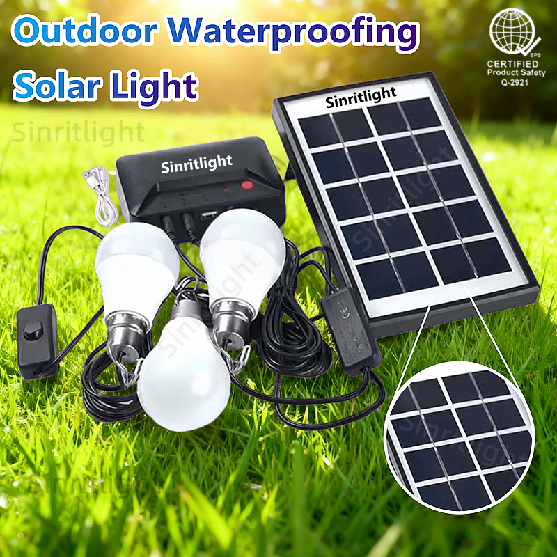 LED Solar Light Panel With 3 Light Bulbs and 1 Power Bank Outdoor ...