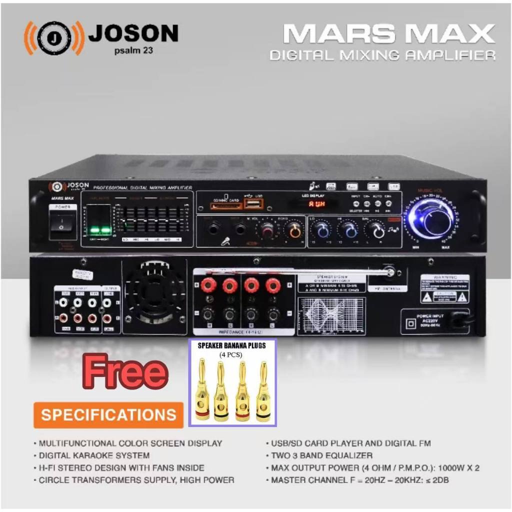 JOSON MARS/MARS MAX POWER MIXING AMPLIFIER FM/USB/SD/BT PLAYER - 600W ...