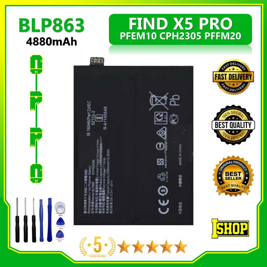 Ishop Battery for Oppoo Find X5 Pro PFEM10 CPH2305 PFFM20 BLP889 ...