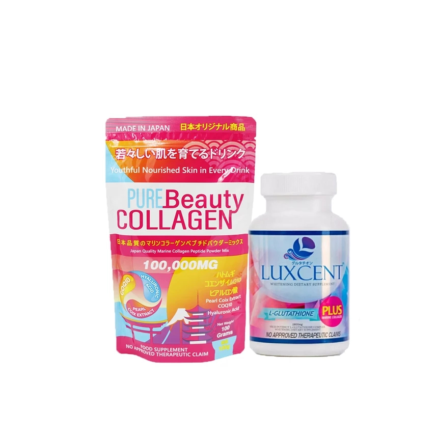 luxcent and PURE BEAUTY COLLAGEN POWDER PBC Powder Japan glutathione ...